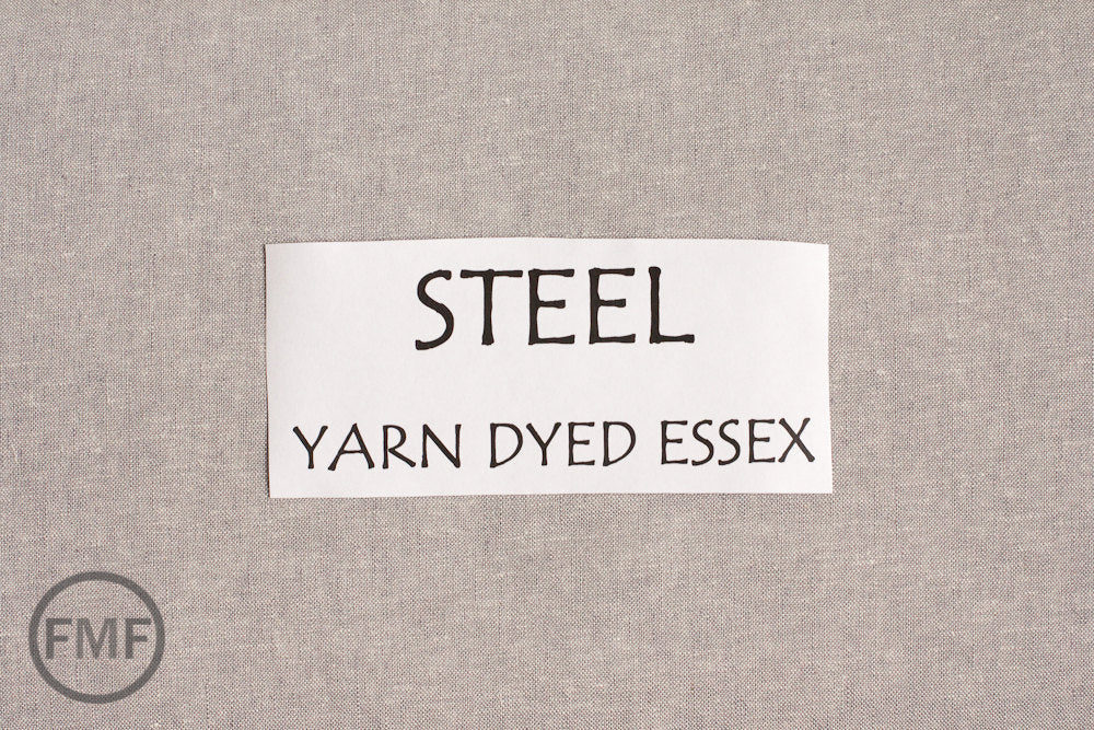 30-Inch End of Bolt Remnant STEEL Yarn Dyed Essex, Linen and Cotton Bl ...
